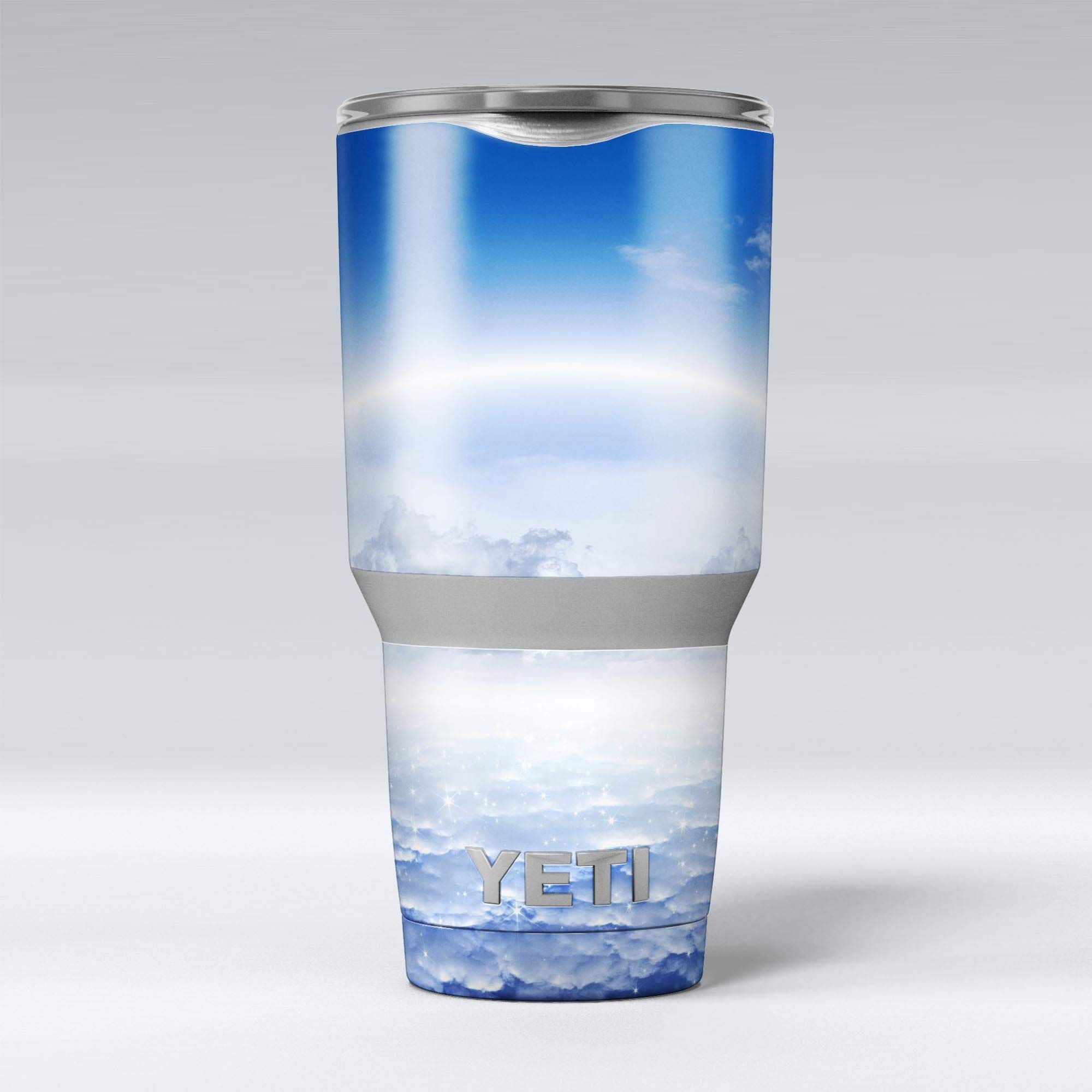 Design Skinz Vivid Blue Reflective Clouds on The Horizon - Skin Decal Vinyl Wrap Kit Compatible with The Yeti Rambler Cooler Tumbler Cups