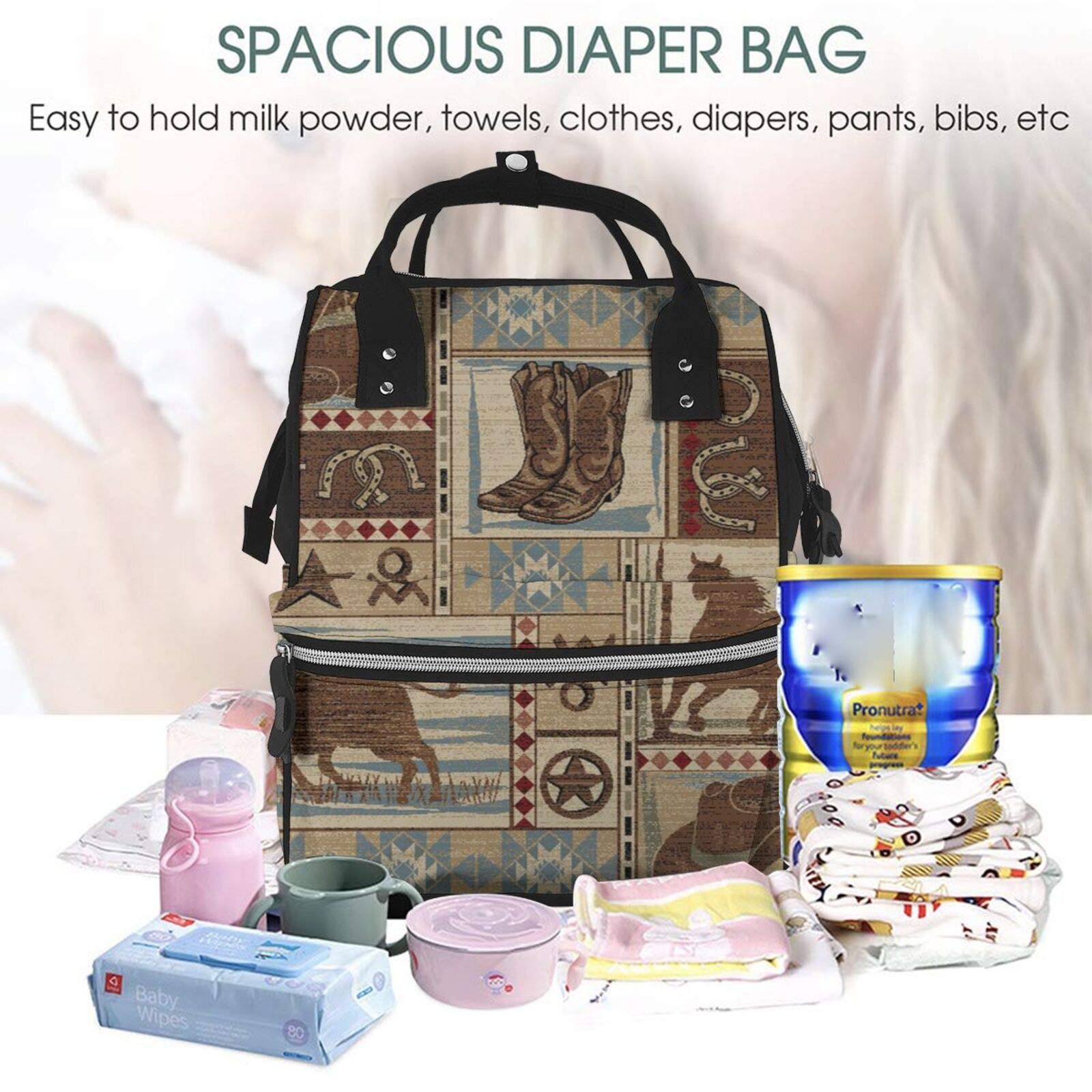 Diaper Bag Western Rodeo Area Large Capacity Nappy Bag Backpack for Baby Care Tote Bags Travel Backpack for Mom and Dad