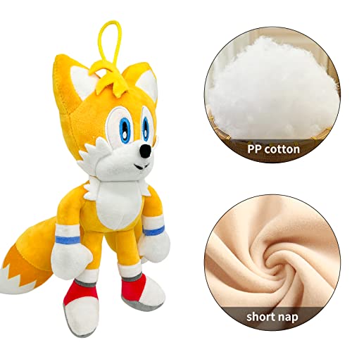 12 inch Sonic Plush Doll,The Hedgehog 2 The Movie Knuckles Toy, Shadow Stuffed Animals Plush Pillow, Gift for Kids (Tails)