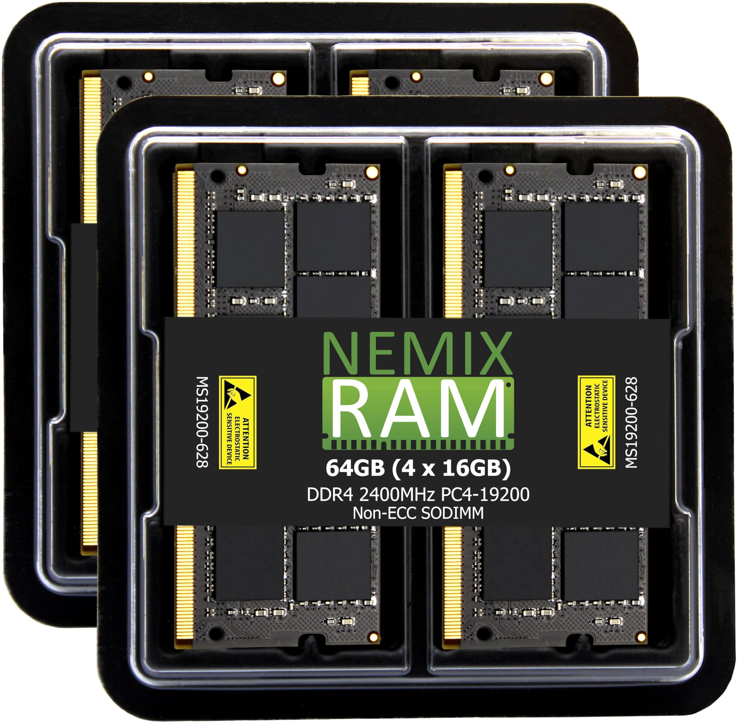 NEMIX RAM 64GB (4X16GB) DDR4 2400MHZ PC4-19200 2Rx8 1.2V CL17 260-PIN Non-ECC Unbuffered SODIMM Memory KIT Compatible with Apple iMac