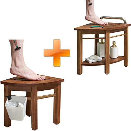 12 Inch Teak Showr Stool and 19 Inch Teak Shower Bench for Inside Shower