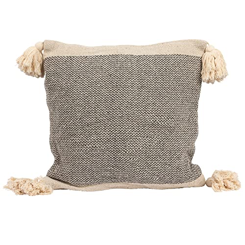 Bloomingville Recycled Cotton Blend Pillow with Tassels, Grey