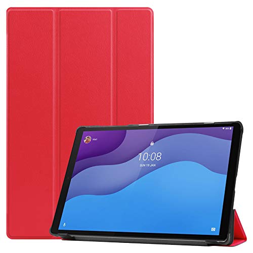 GWYLH Vegan Leather Case for Lenovo M10 HD 2nd Gen 10.1inch 2020 (TB-X306X/TB-X306F), Light Weight Slim Tri-Fold Case Magnetic Cover Stand Red