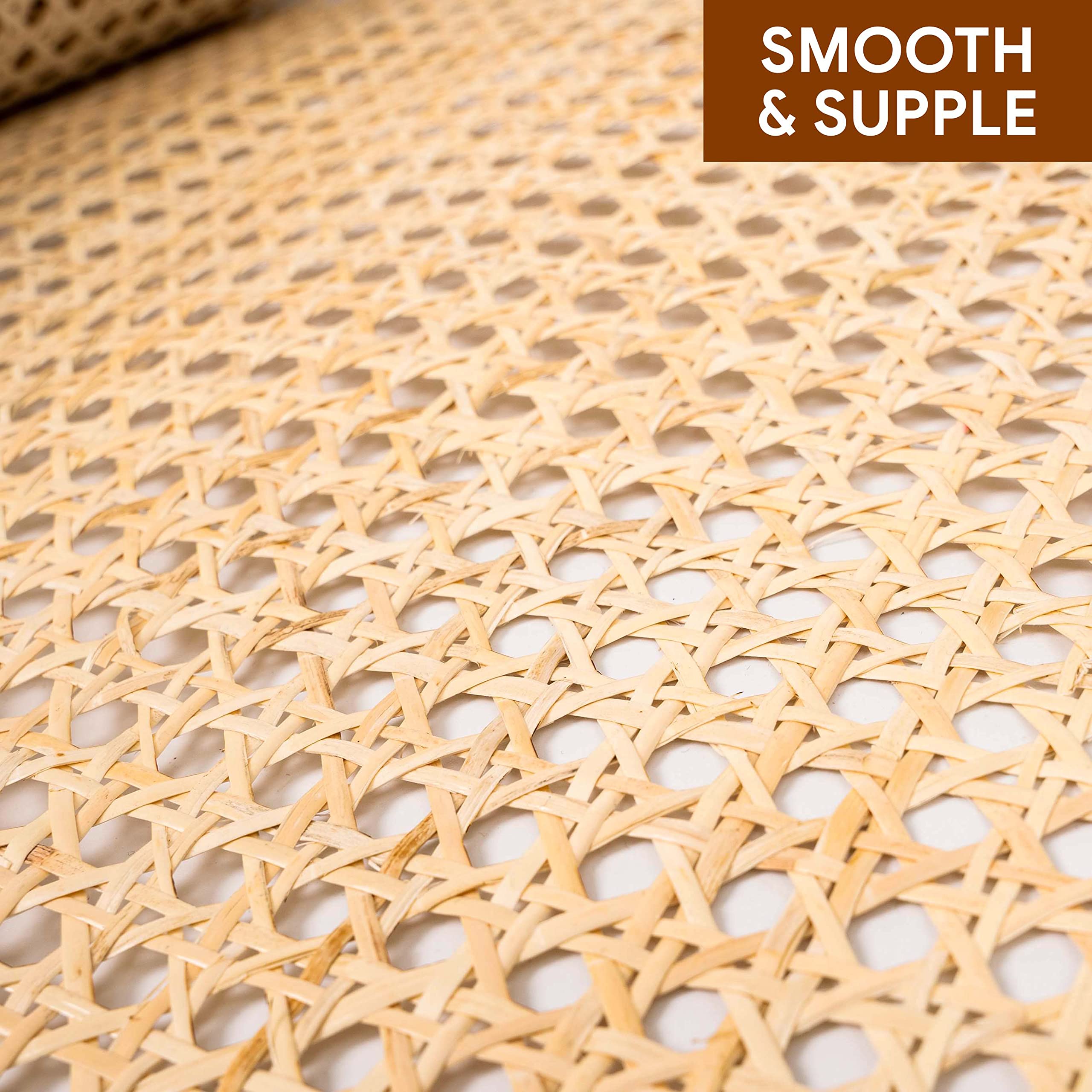 24" Width Rattan Cane Webbing Rattan Cane Webbing Roll 2 Feet Hexagon Weave Mesh 1/2 Inch Pre-Woven Cane Net Open Weave Wicker Cane Webbing Rattan Sheets Natural Material for Cabinet Chair (2 Feet)