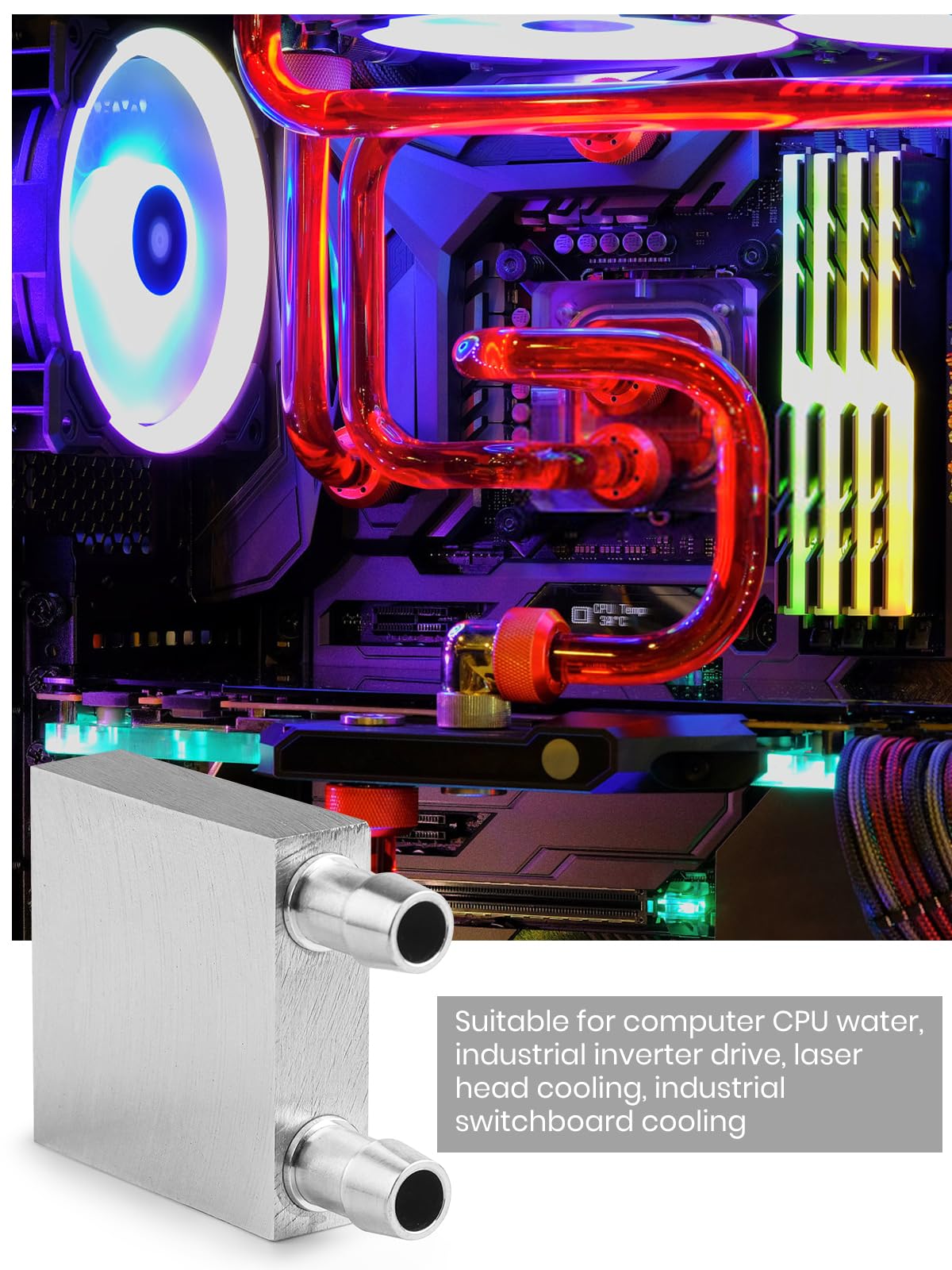 40 * 40mm Aluminum Water Cooling Block for Liquid Water Cooler Silver Heat Sink System for CPU Radiator Heatsink (2 Pack)