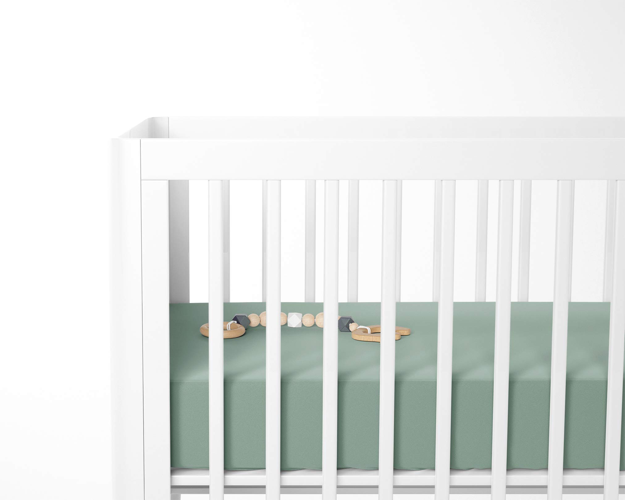 One Kind Premium Bamboo Jersey Fitted Mini Crib, Pack N Play, Playard Sheets for Baby Boys or Girls (Eucalyptus)