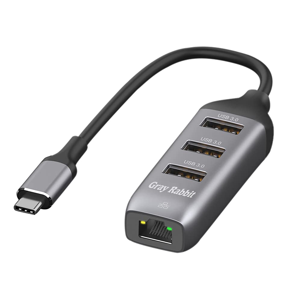 USB C to Ethernet Adapter,USB C to RJ45 10/100/1000 Gigabit Ethernet, USB C to USB 3.0 HUB, Compatible with MacBook Pro, iPad Pro, MacBook/Air, iPad Air 2020, XPS 15/13, Surface Book 2 …