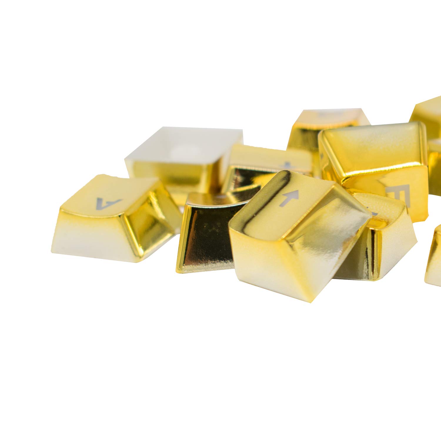12 Keys PBT Keycaps Backlit Metallic Electroplated Set for Cherry MX Axis Mechanical Keyboard TLT Retail FPS and MOBA Gaming Switch QWER/ASDF/WASD/Direction with Key Puller(Gold)