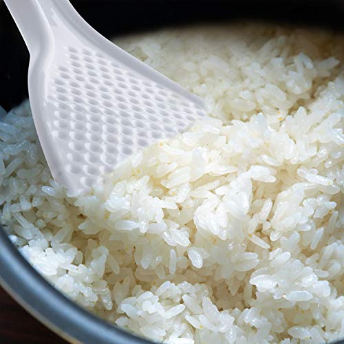 6 Pieces rice spoon paddle plastic Non Stick white Japanese rice cooking scoop Spatula,7.5 Inches