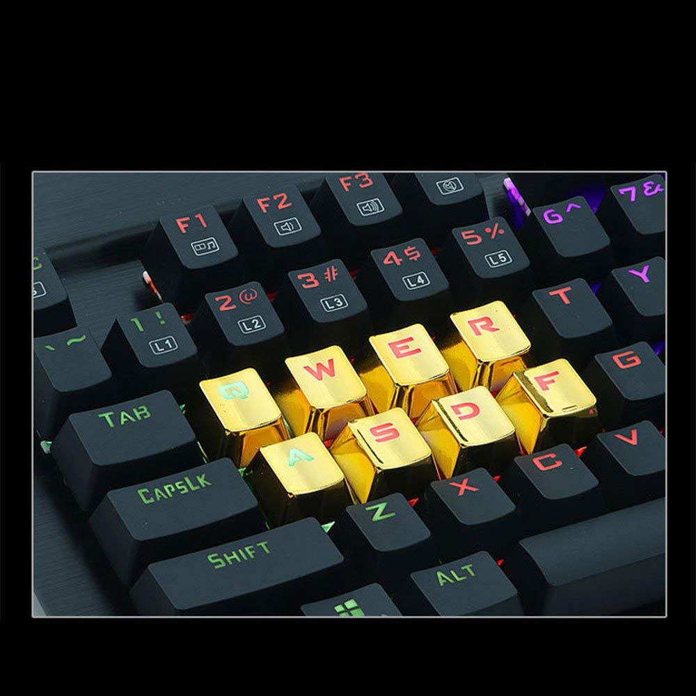 12 Keys PBT Keycaps Backlit Metallic Electroplated Set for Cherry MX Axis Mechanical Keyboard TLT Retail FPS and MOBA Gaming Switch QWER/ASDF/WASD/Direction with Key Puller(Gold)