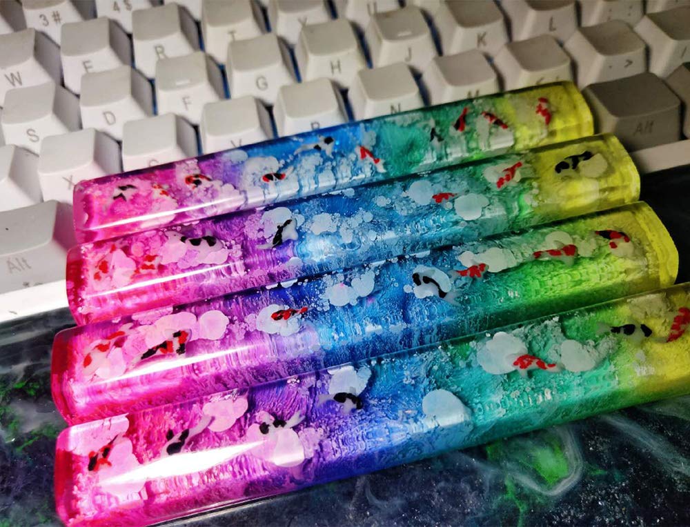 HFSECURITY Koi Space Bar Resin Keycaps for Cherry Mx Switch Mechanical Gaming Keyboard Handmade 6.25x Spacebar Colorful Resin Keycaps