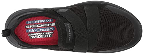 Skechers Women's Slip on Athletic Food Service Shoe, Black, 9 Wide