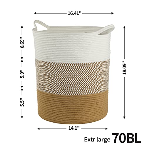 ZLG Cotton Rope Basket 14.15x18.1x15.94Inch Baby Laundry Basket Toy Storage Basket large baskets for blankets