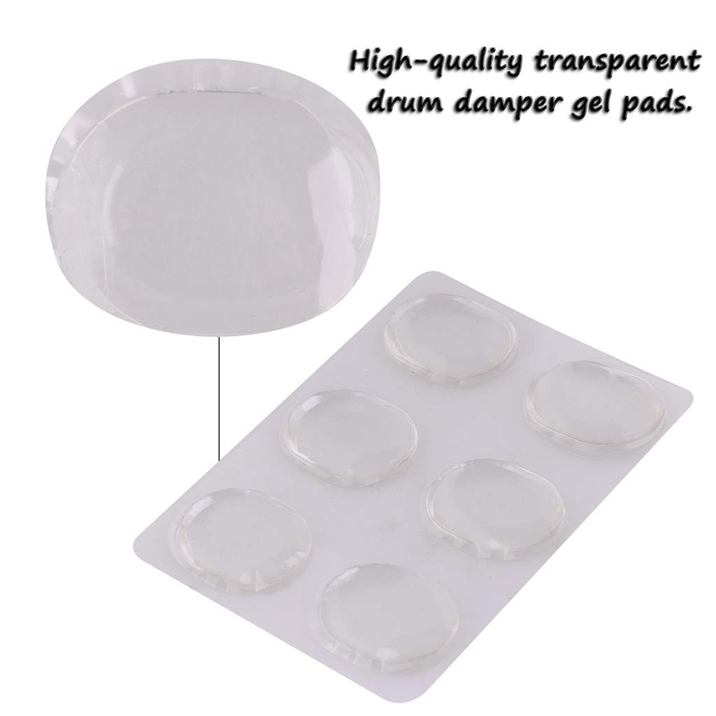 12Pcs Drum Damper Gel Pads for Drums Tone Control Musicians Drummer Enthusiast Beginner Transparent