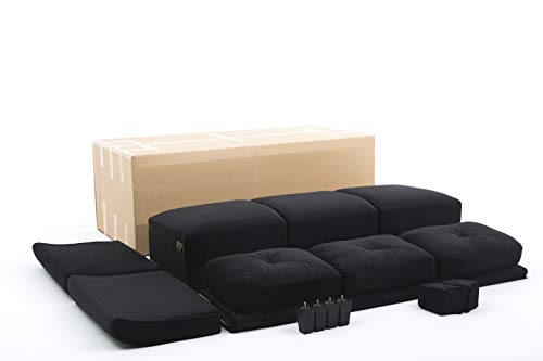 LifeStyle Solutions Grayson Love Seats, 57.87"x32"x32.68", Black & Lifestyle Solutions HRFKS3BK Grayson Sofa, 78.7" W x 31.5" D x 32.7" H, Black