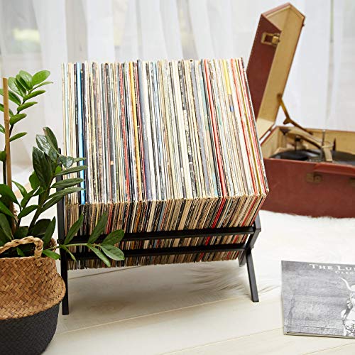 MODERN VINYL Record Holder - Matte Black Metal - 80-100 LP Storage - Simple, Quick Assembly - Vinyl Display, Storage - High-End Design - Protects Vinyl - Organize Albums - Book, Magazine, Files