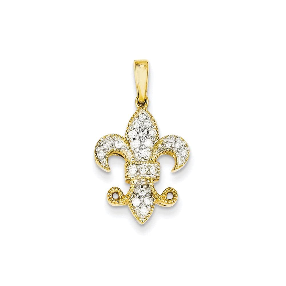 14k Yellow Gold Diamond Fleur De Lis Pendant GLD-AZ-XP3098A