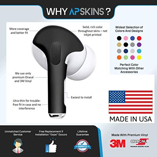 APSkin Skins for Apple AirPod Pro β Vinyl Protective Wraps Stickers CoverEarpods β Air Pods & Ear Pod Compatible Decal for Protection & Customization β Air Pod Pro Accessories β (Matte Black)