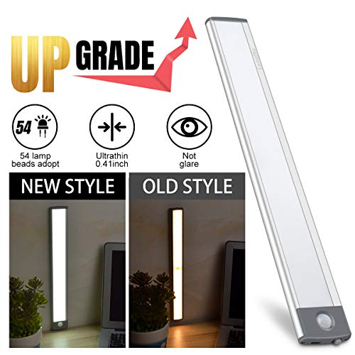30-LED Motion Sensor Cabinet Light,Under Counter Closet Lighting, Wireless USB Rechargeable Kitchen Night Lights,Battery Powered ,Uniform Light for Wardrobe,Cupboard（Warm Light）-2Pack