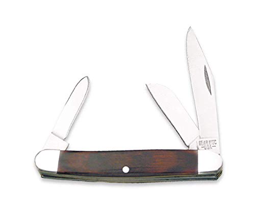 Bear & Son 218R Rosewood Three-Blade Midsize Stockman Slip Joint Knife, 3 1/4-Inch