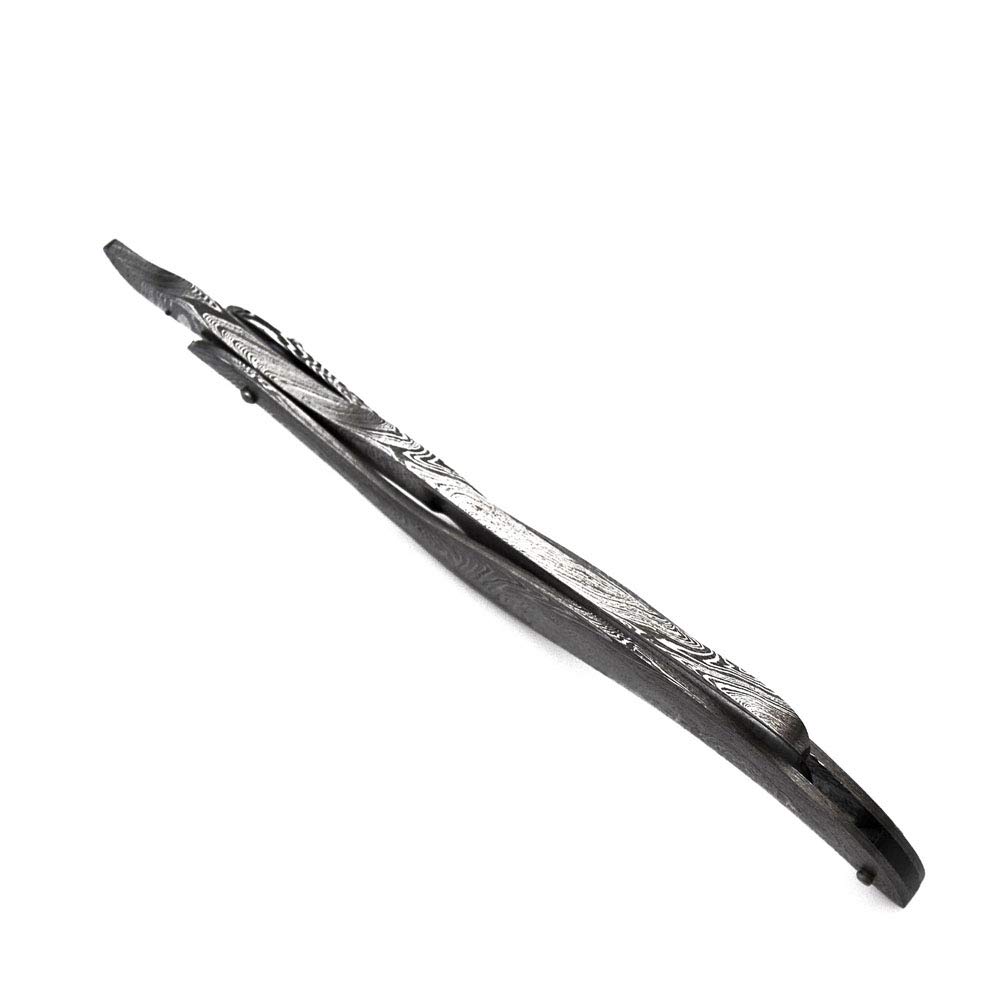 Hand Made Damascus Steel Straight Razor Folding Razor With Shaving Ready Classic Barber Blade Edge, Men Straight Razor, Leather Case + Strop, Close Shave, Great Gift R-85