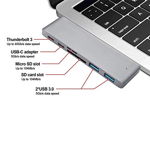 SHYPT Multifunctional USB-C Hub ,USB Hub 6 in 1 Type-C USB-C Hub Adapter Dual USB 3.0 Port