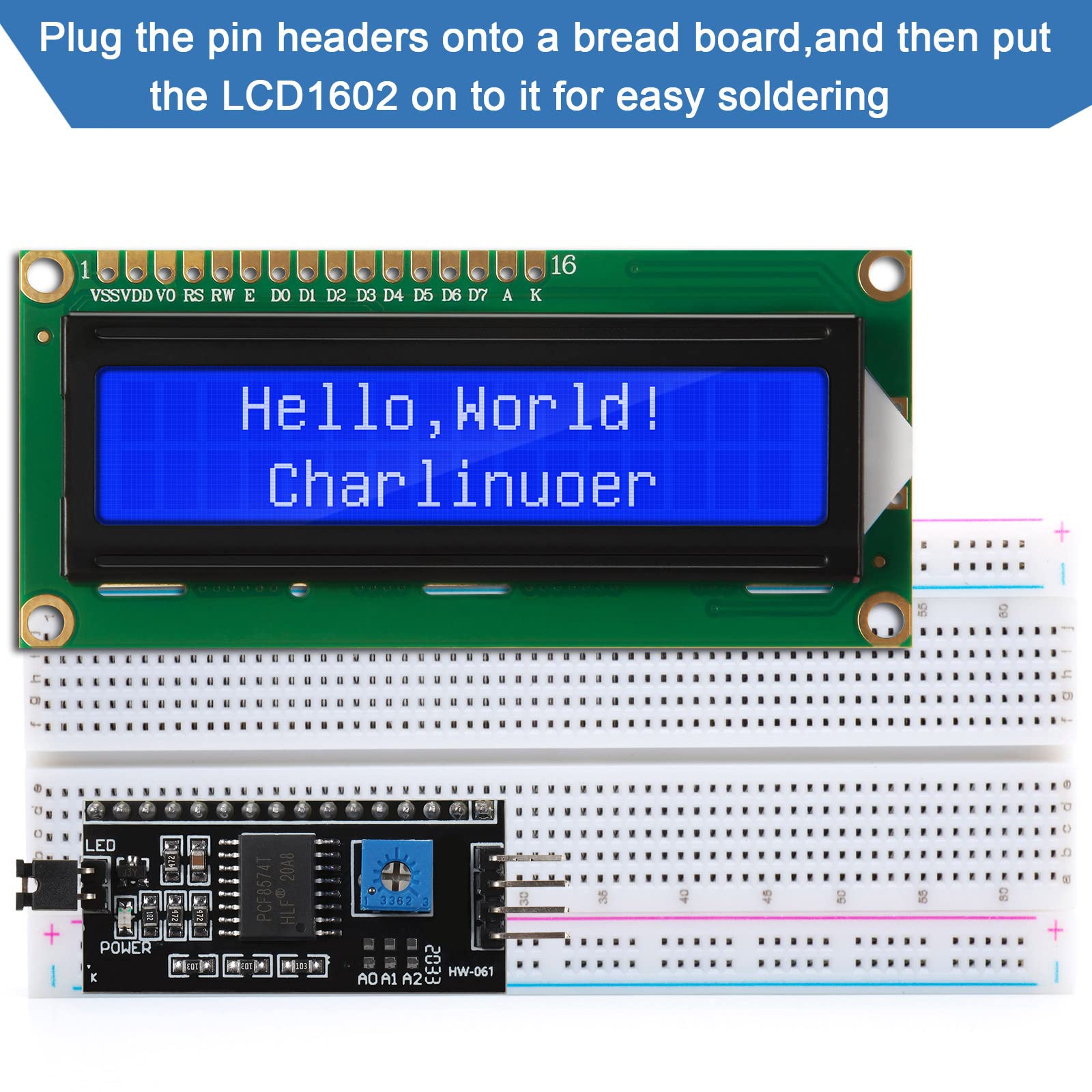 Frienda 4 Pieces IIC/ I2C/ TWI LCD 1602 16x2 Serial Interface Adapter and 16x2 1602 LCD Module Display Blue Backlight Compatible with Arduino R3 MEGA2560 (Blue)