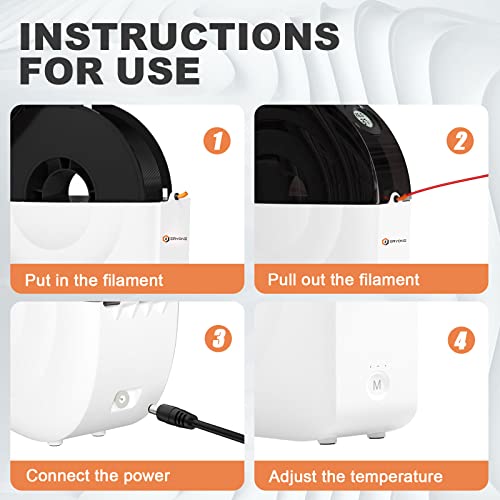 3D Printer Filament Dryer Box - ERYONE Snail M2 Filament Dry Storage 360° Surround Heating Keeping Dry - White Filament Dry Box for 1.75mm/ 2.85mm/ 3mm Wet Filaments