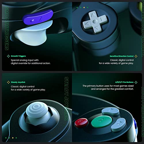 Arrocent GC Controller, Replacement for Gamecube Controller, Compatible with Wired USB Game Cube Controller/PC Windows 7 8 10 (Black)