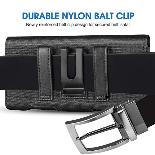 Mopaclle Phone Holster for iPhone 14 Pro Max/ 14 Plus /13 Pro Max/12 Pro Max/Xs Max /11 Pro Max/ 7 Plus 8 Plus 6 Plus Nylon Cell Phone Pouch Belt Clip Holder Case (Fits Phone with Otterbox Case)