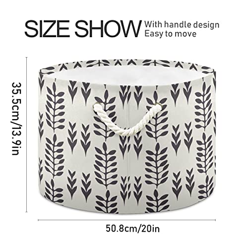 ALAZA Floral Ethnic Leaf Vintage Beige Storage Basket Gift Baskets Large Collapsible Laundry Hamper with Handle, 20x20x14 in