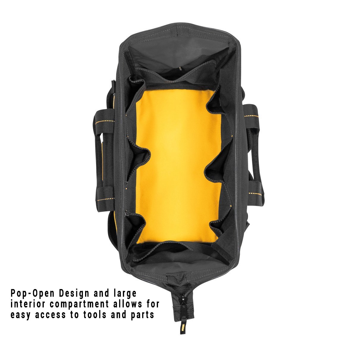 DEWALT DG5543 16 in. 33 Pocket Tool Bag + DEWALT Titanium Nitride Coated Drill Bit Set, Pilot Point, 21-Piece (DW1361)