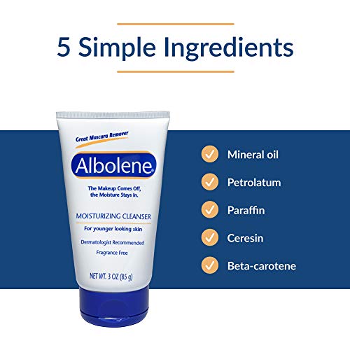 Albolene Face Moisturizer and Makeup Remover, Facial Cleanser and Cleansing Balm, Fragrance Free Cream, 3 Fl Oz (3 Pack)