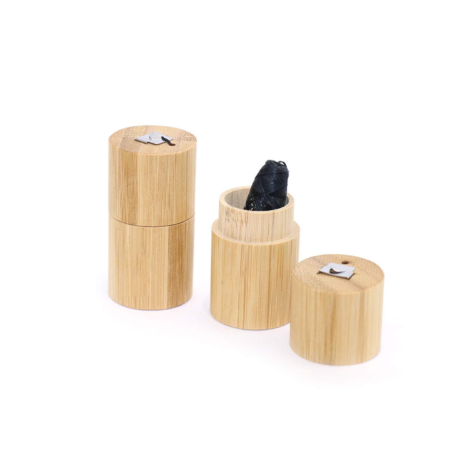 Dental Floss threaders 12PCS Biodegradable bamboo charcoal dental floss with refillable bamboo container | Free refill | Natural candle wax | 30M x 12| Corn and charcoal floss, | Environmental protect