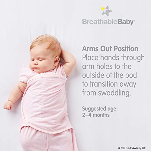 BreathableBaby Adjustable 3-in-1 Soft Premium Cotton Newborn Swaddle Trio Blanket & Wrap, (Infants 0-4 months) β Gray Watercolor Stripe, Arms Up, Arms Down, Arms Out, 61233-A