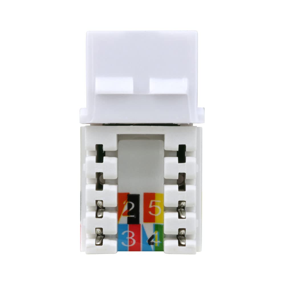 Cat3 Keystone Jack 6P4C, White, 10-Pack