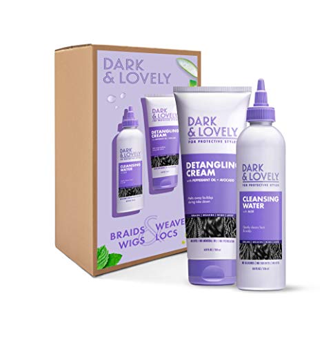 Softsheen-Carson Dark and Lovely for Protective Style Cleansing Water and Cream Detangler Kit Shampoo with Aloe and Conditioner with Avocado and Peppermint, 2 Count