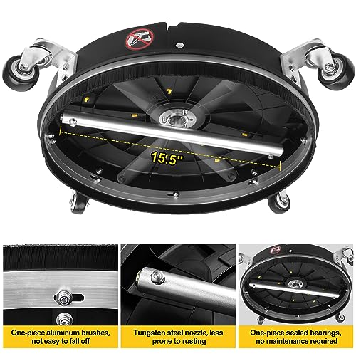 18" Pressure Washer Surface Cleaner, Power Washer Surface Cleaners with 4 Wheels, Max 4000PSI Surface Cleaner for Pressure Washer, 1/4” Quick Plug, 2 Extension Wands for Cleaning Sidewalk, Decks