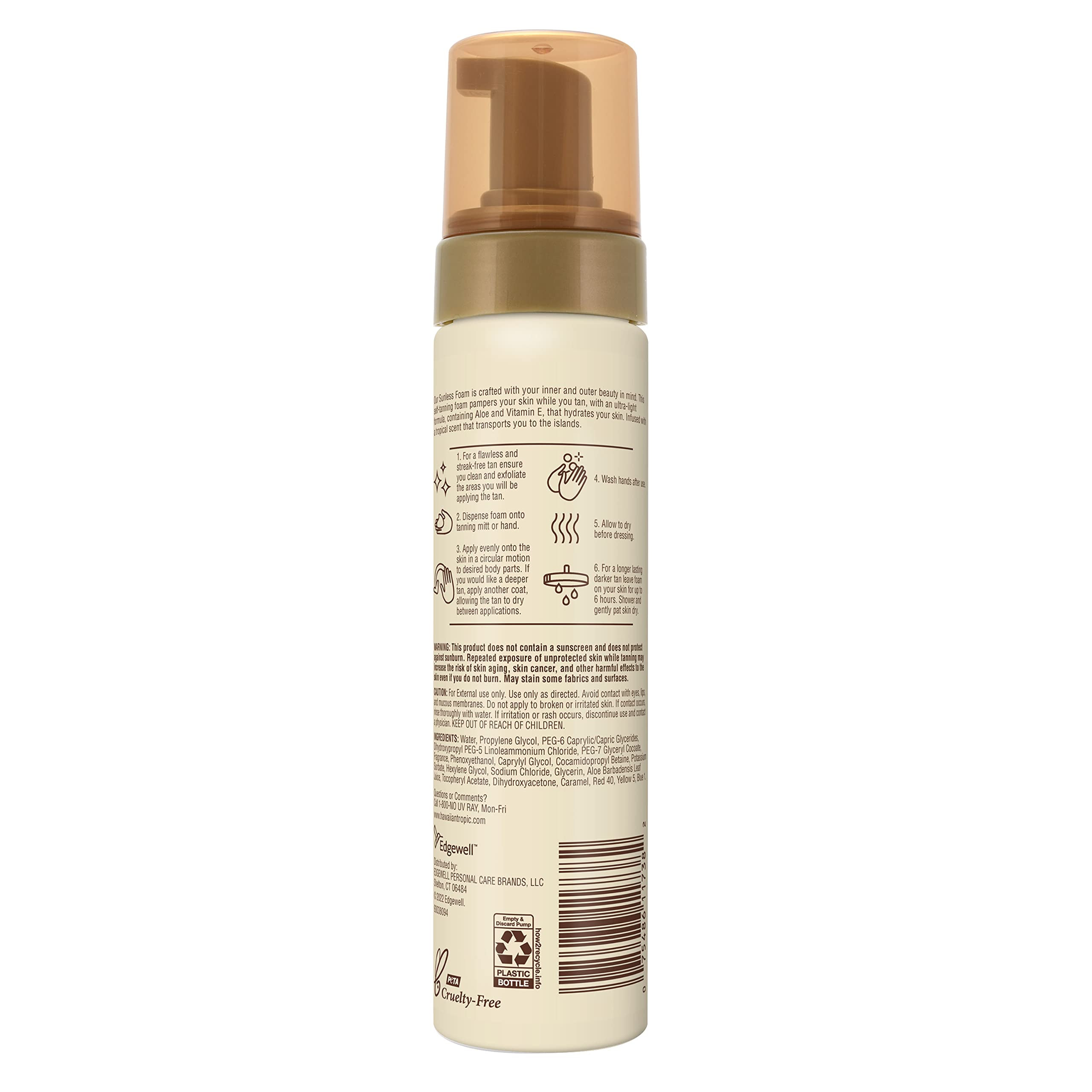 Hawaiian Tropic Sunless Tan Light/Medium Self-Tanning Foam, 6.7oz | Self Tanner Light, Self Tanner Medium, Sunless Tanner, Sunless Tanning Foam, 6.7oz