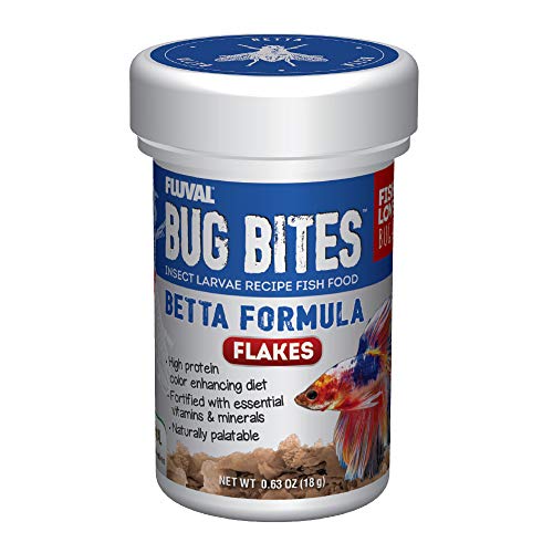Fluval Bug Bites Color Enhancing Fish Food for Betta Fish, Flakes for Small to Medium Sized Fish, 0.63 oz, A7366, Brown