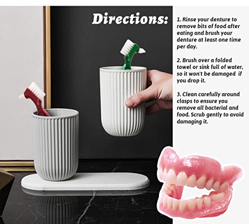Premium Hard Denture Brush Toothbrush, Cleaning Brush, Multi-Layered Bristles & Portable Denture Double Sided Brush, Denture Care(Pack of 3)