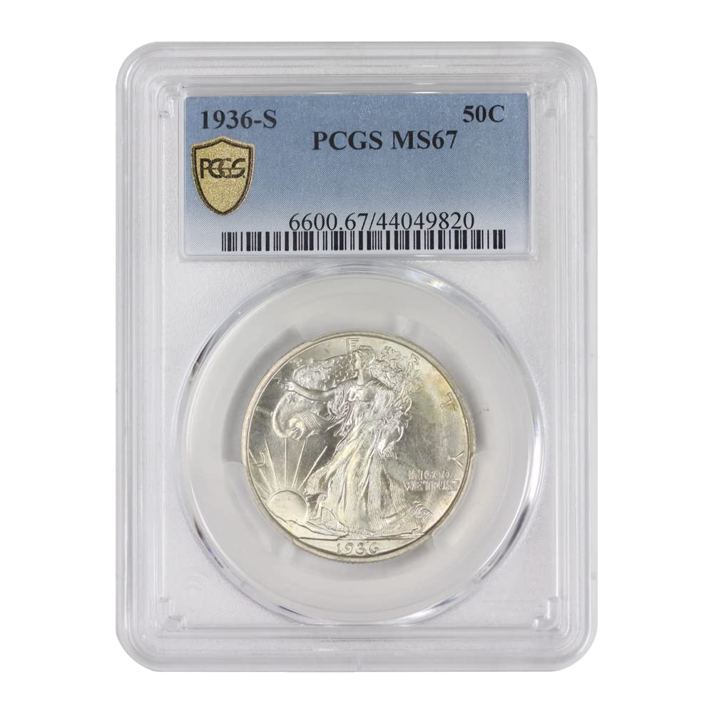 1936 S American Silver Walking Liberty Half Dollar MS-67 $0.50 PCGS MS67