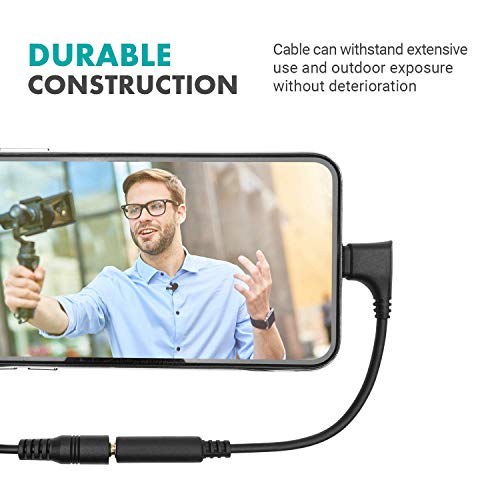 Movo IMA-3 Female 3.5mm TRRS Microphone Audio Adapter Cable to Right-Angle Lightning Connector Dongle - Headphone Jack Adapter Compatible with Apple iPhone and iPad - Great Lightning Adapter for Mics