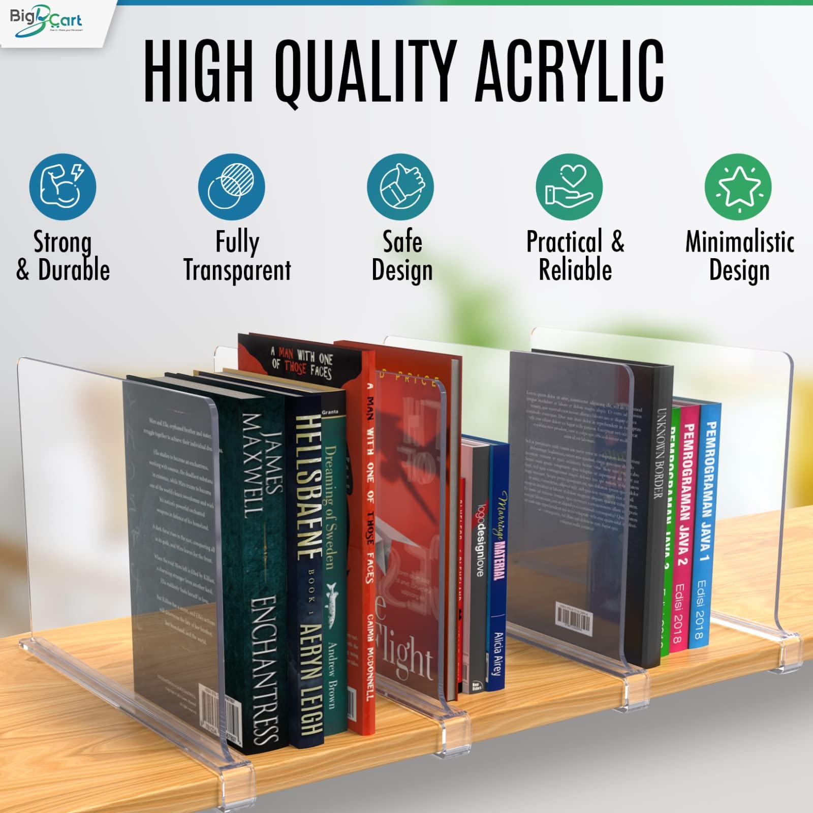 BigBcart Acrylic Shelf Dividers for Closet Organization - Wood Closet Shelf Organizer | Closet Shelf Divider | Closet Dividers for Shelves, Suitable for Wooden or Vertical Shelves (8 Pack)