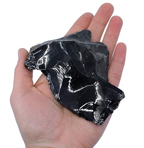 Raw Obsidian, Igneous Rock Specimen - Approx. 3"- Geologist Selected & Hand Processed - Great for Science Classrooms - Eisco Labs