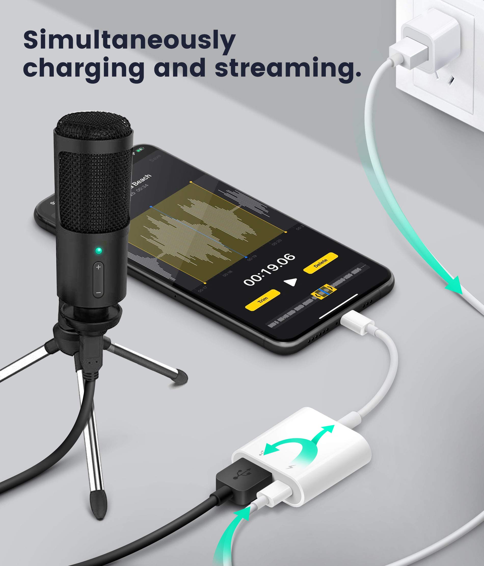 Fubiaofei USB Adapter for iPhone/iPad, LᎥghtnᎥng to USB Female OTG Adpater,USB3 to iPad Adapter with Charging Port,Supports FlashDrives,MIDI,SD Card Reader and Mouse,Plug&Play