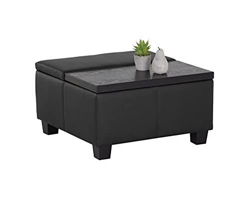 Aldo Lift Top Storage Ottoman Black - Black Wood