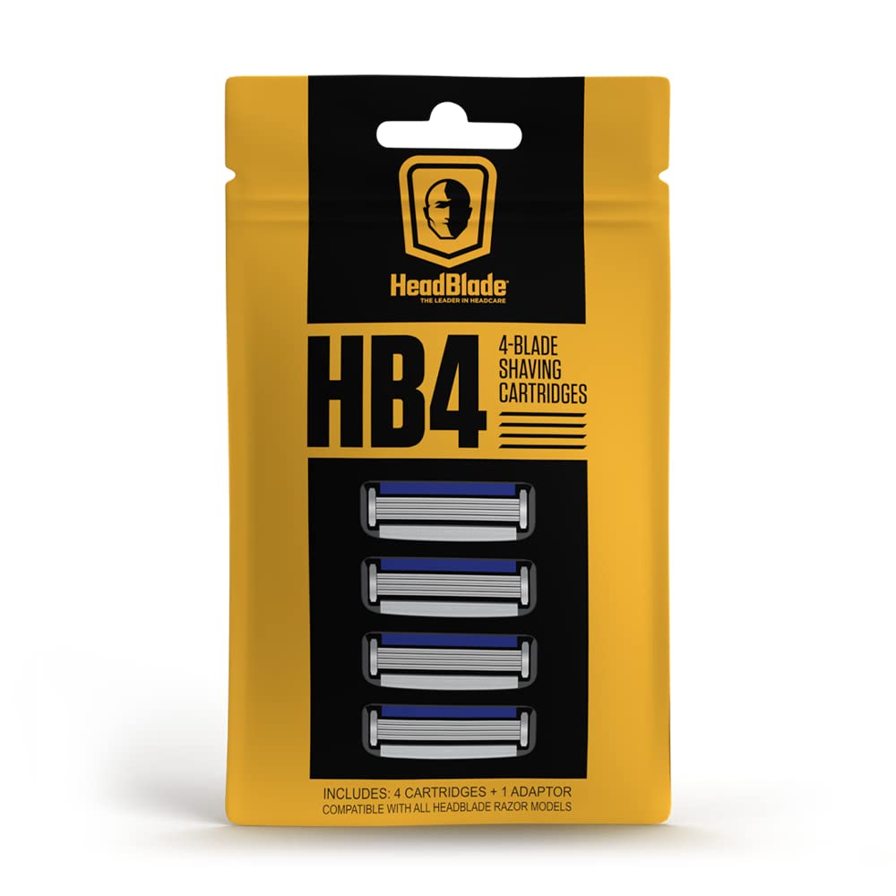 HeadBlade ATX Razor and HB4 Refill Shaving Razor Blades (4 Blades)