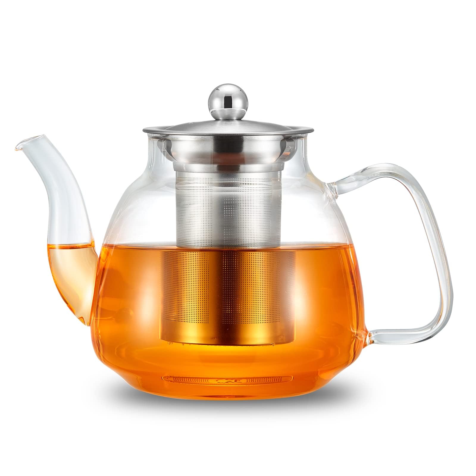 42oz/1250ml Glass Tea Kettle,Glass Teapot with Removable Stainless Steel Infuser, for Blooming and Loose Leaf Tea, Stovetop & Microwave Safe Tea Pot, Tea Maker's Choice