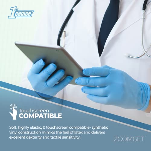 1st Choice Blue Nitrile Disposable Medical Gloves, Chemo-Rated, Latex-Free, Food Safe, Medium, 1000/Case